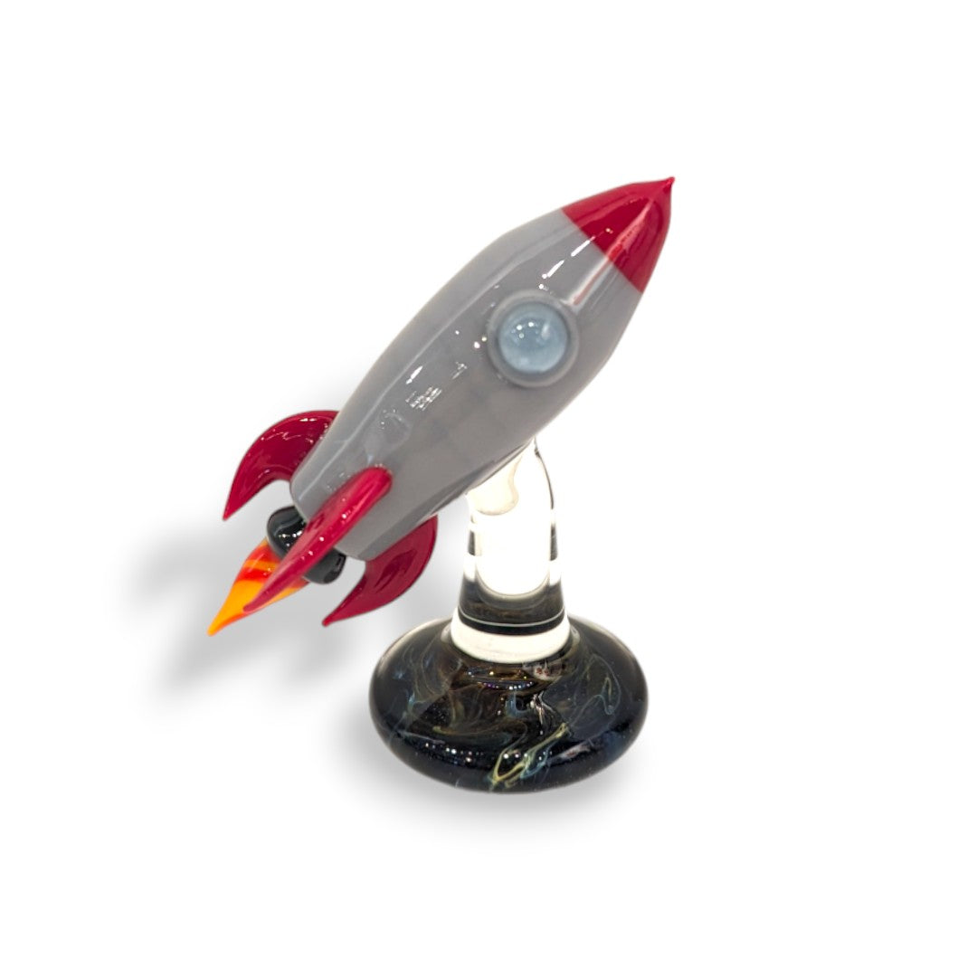 Gray Red-Fin Rocketship – Seattle Glassblowing Studio